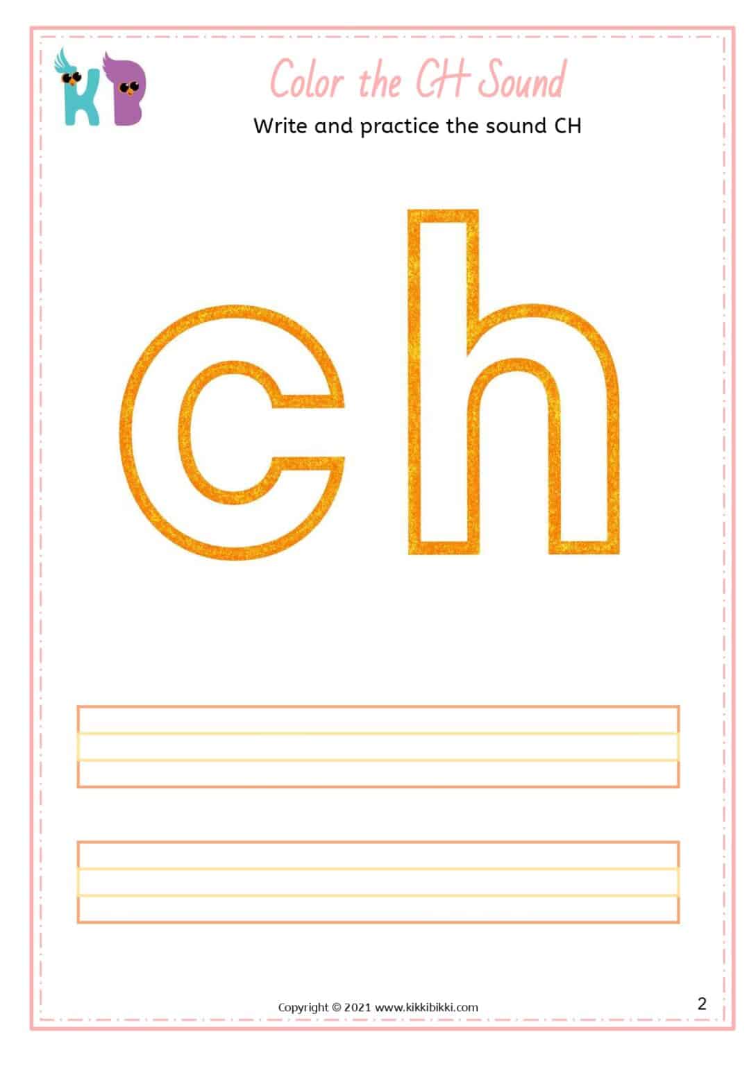 ch Words - Kindergarten Worksheet - Free Phonics Printable