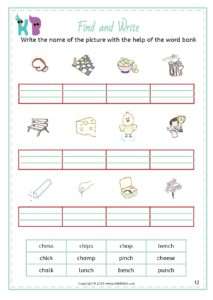 ch Words - Kindergarten Worksheet - Free Phonics Printable