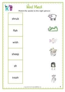 sh Words - Kindergarten Worksheet - Free Phonics Printable