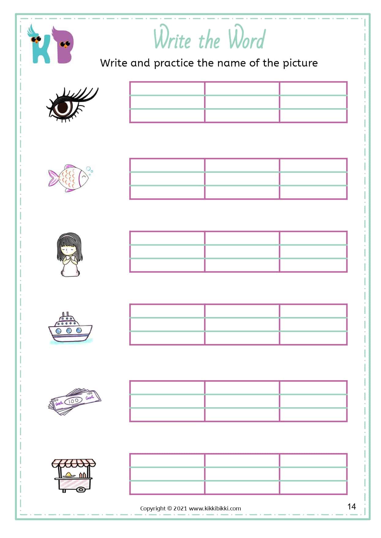 sh Words - Kindergarten Worksheet - Free Phonics Printable