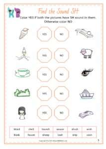 sh Words - Kindergarten Worksheet - Free Phonics Printable
