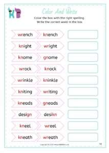 Learn to Spell wr-kn-gn Words - Free Phonics Worksheets