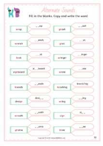 Learn to Spell wr-kn-gn Words - Free Phonics Worksheets