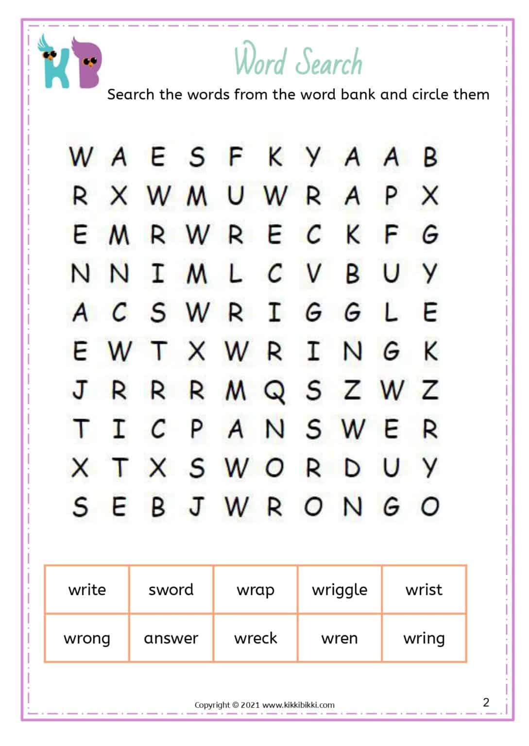 Exploring 'WR', 'KN', and 'GN' Sounds – Interactive Worksheets