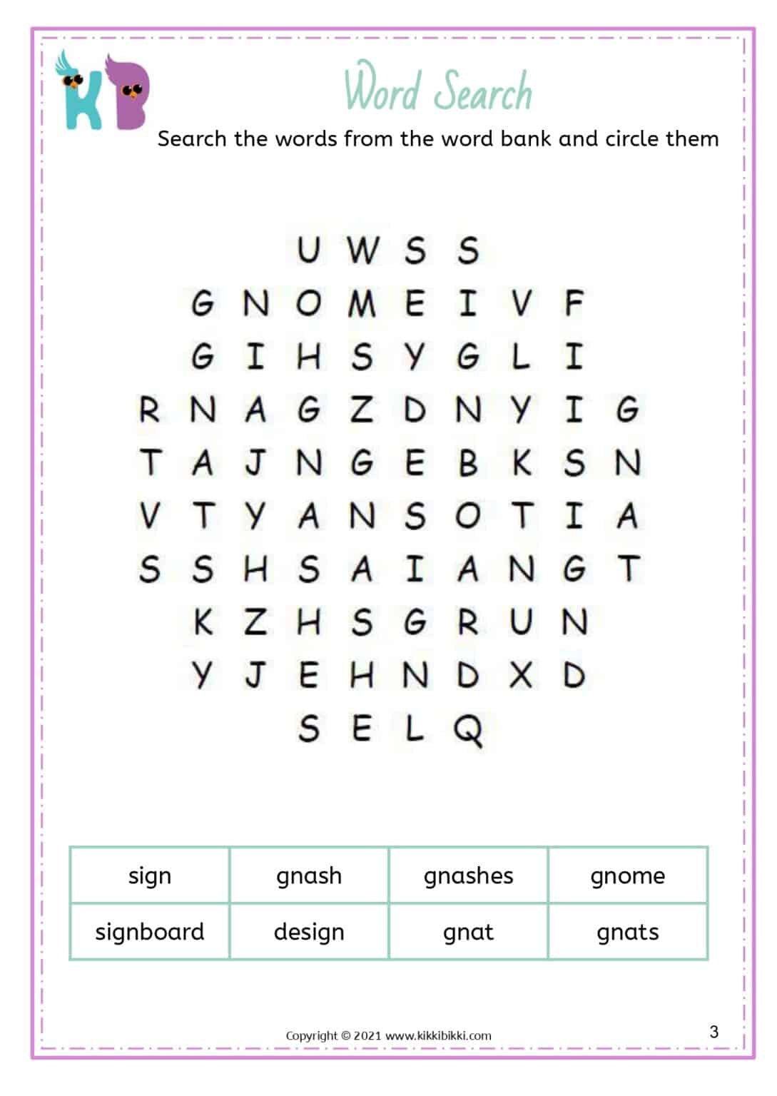 Exploring 'WR', 'KN', and 'GN' Sounds – Interactive Worksheets
