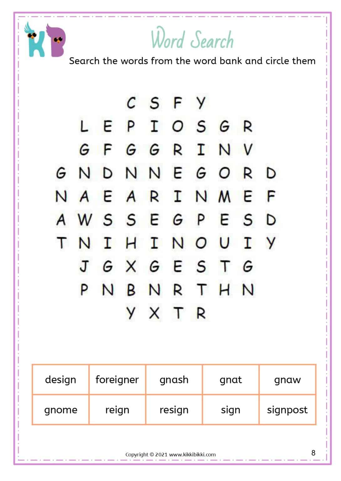 Exploring 'WR', 'KN', and 'GN' Sounds – Interactive Worksheets