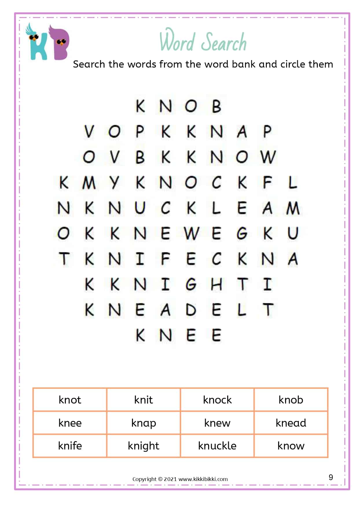 Exploring 'WR', 'KN', and 'GN' Sounds – Interactive Worksheets