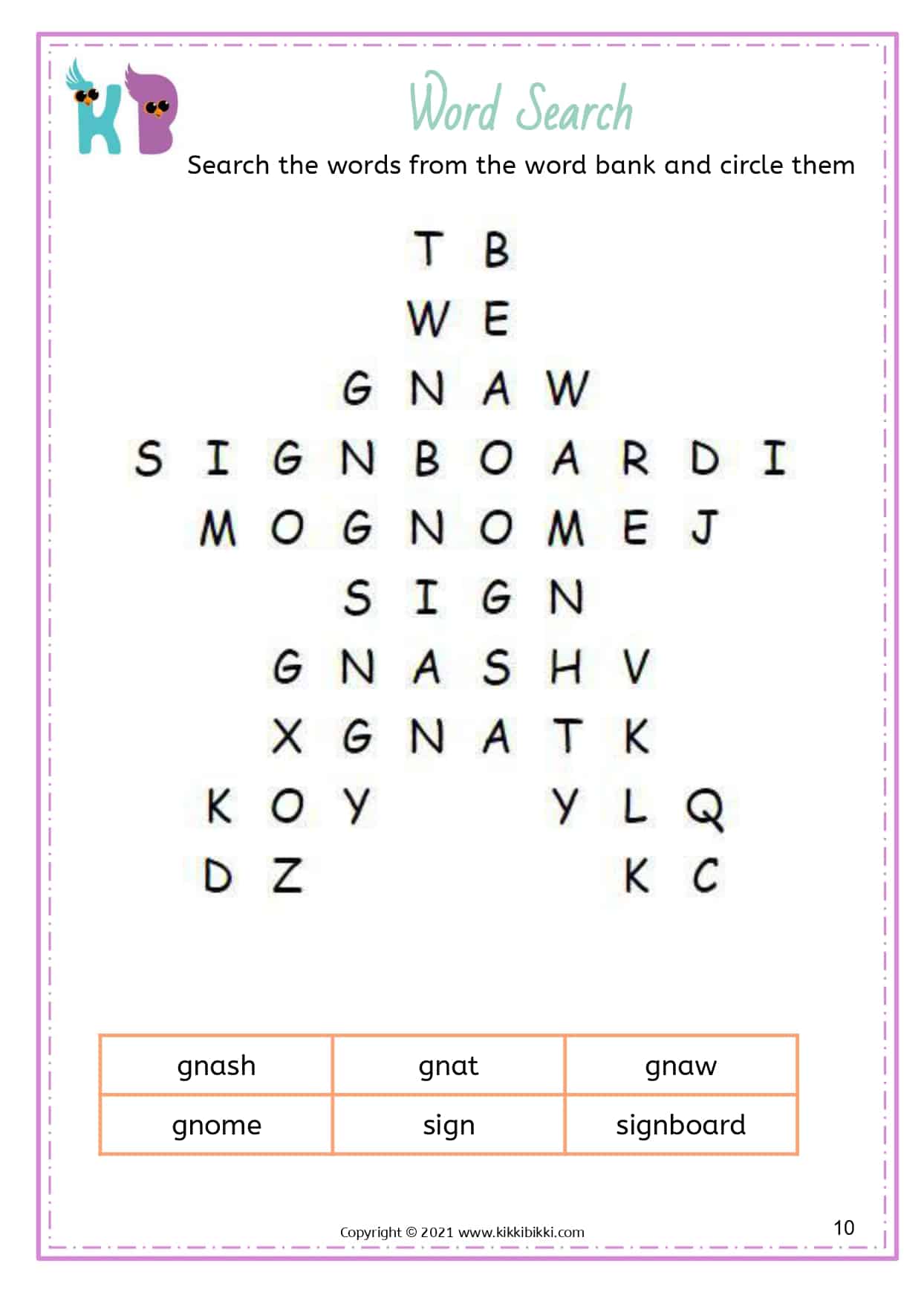 Exploring 'WR', 'KN', and 'GN' Sounds – Interactive Worksheets
