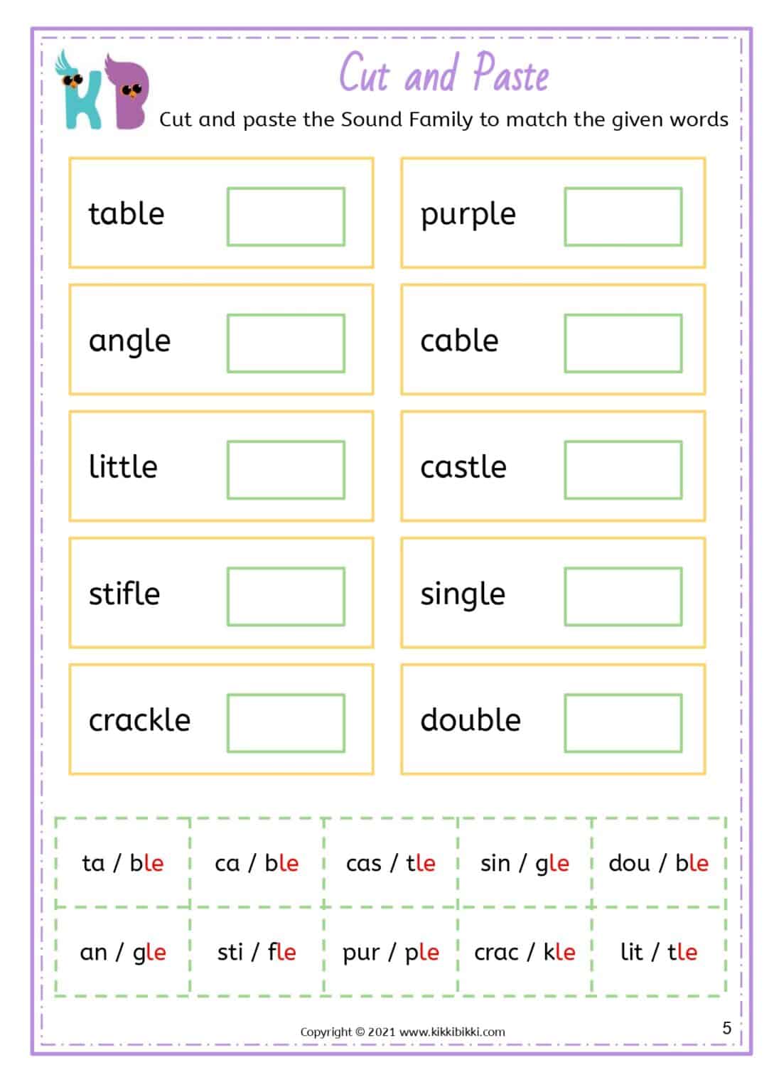 Handling Consonant +le | Free Phonics Printable Worksheets