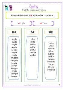 Handling Consonant +le | Free Phonics Printable Worksheets