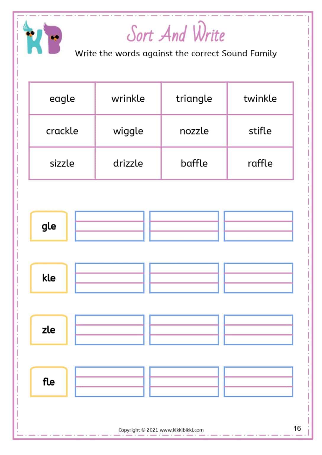 Handling Consonant +le | Free Phonics Printable Worksheets