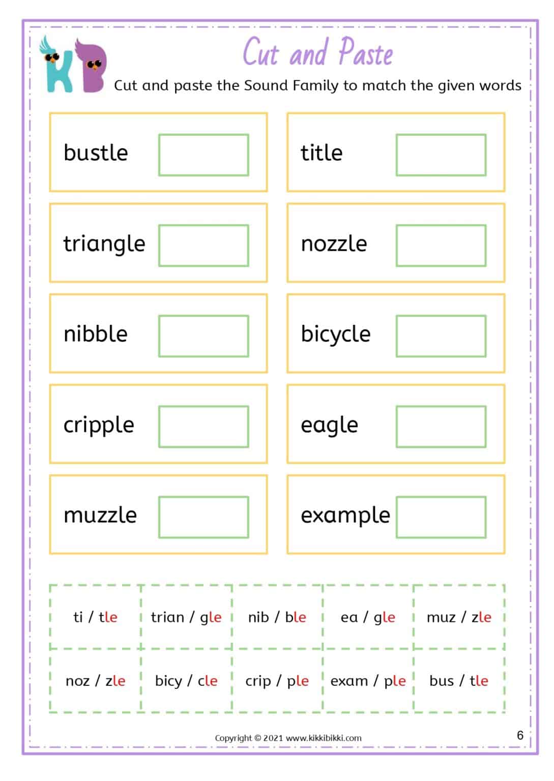 Handling Consonant +le | Free Phonics Printable Worksheets