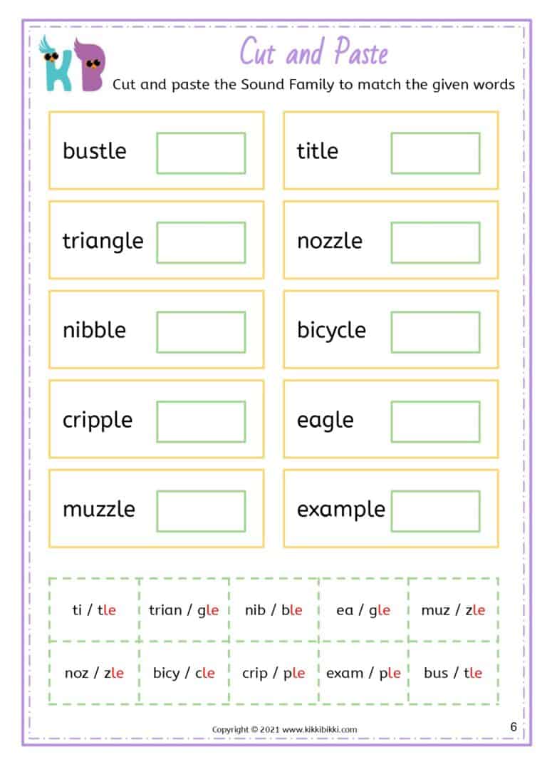 Handling Consonant +le | Free Phonics Printable Worksheets