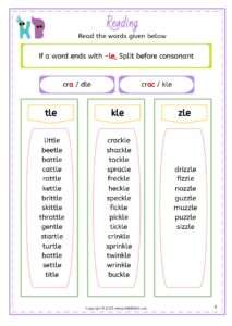 Handling Consonant +le | Free Phonics Printable Worksheets