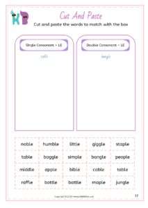 Handling Consonant +le | Free Phonics Printable Worksheets