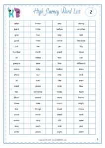 Words Checklist | Free Phonics Printable Worksheets