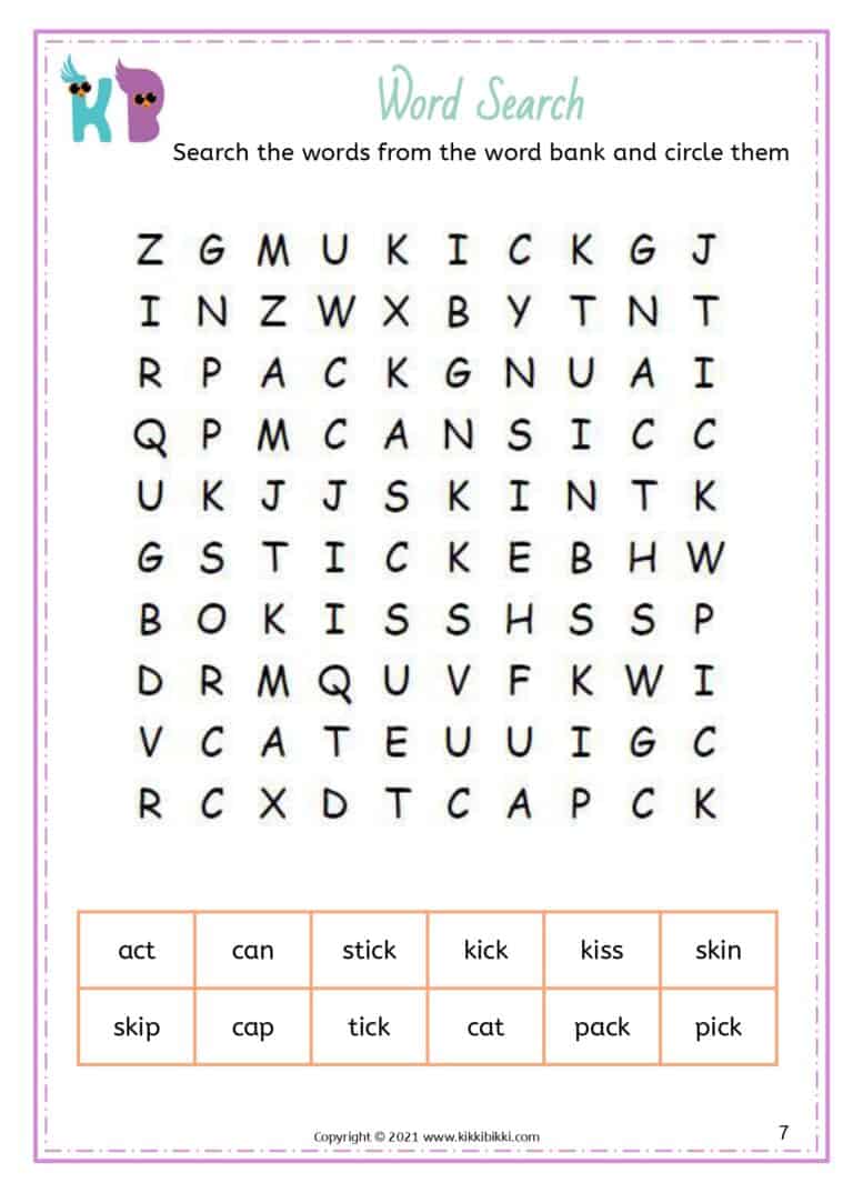 "Mastering the 'C,' 'K,' and 'CK' Sounds: Fun Word Search"