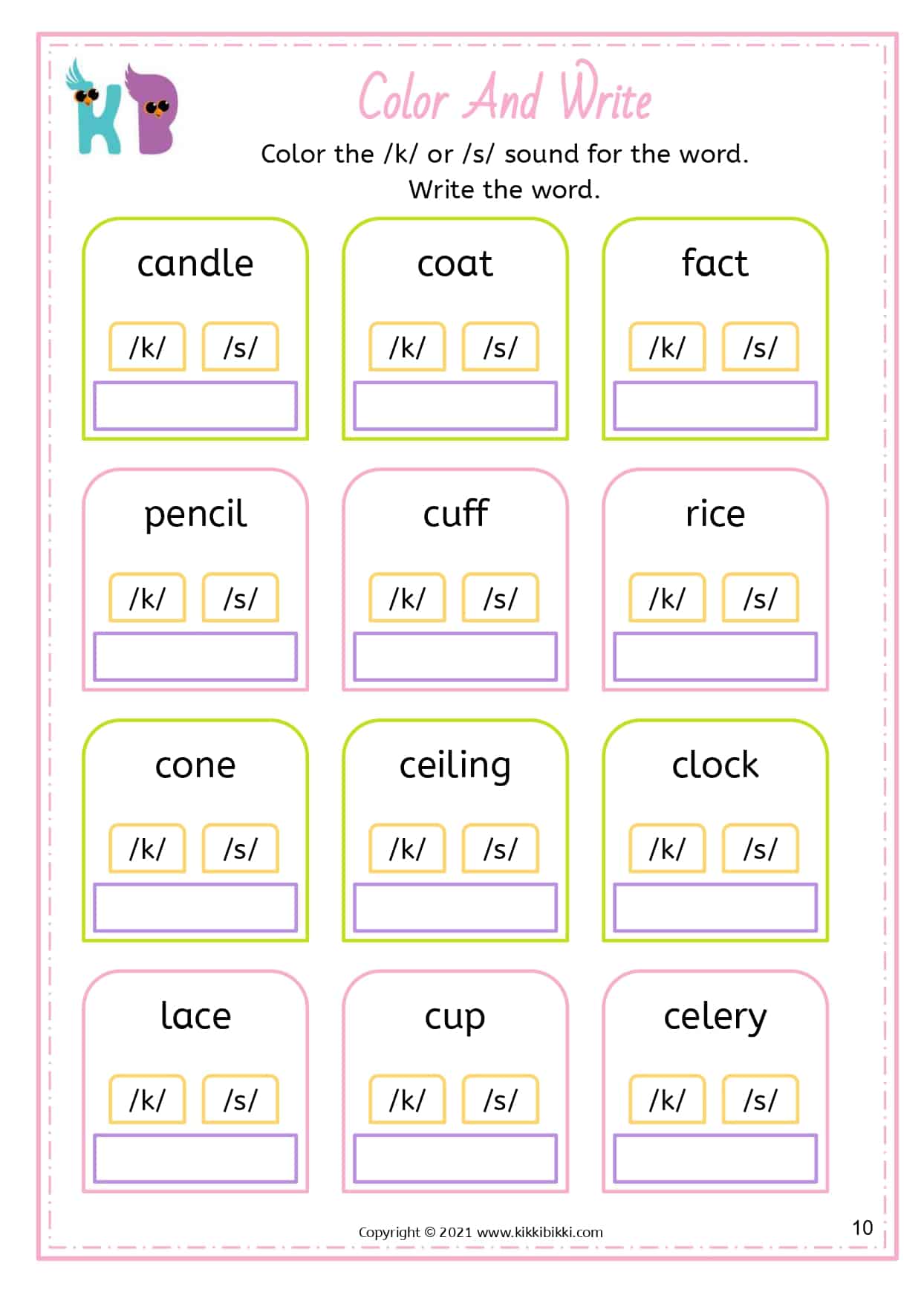 Spelling rules Soft c | Free Phonics Printable Worksheets