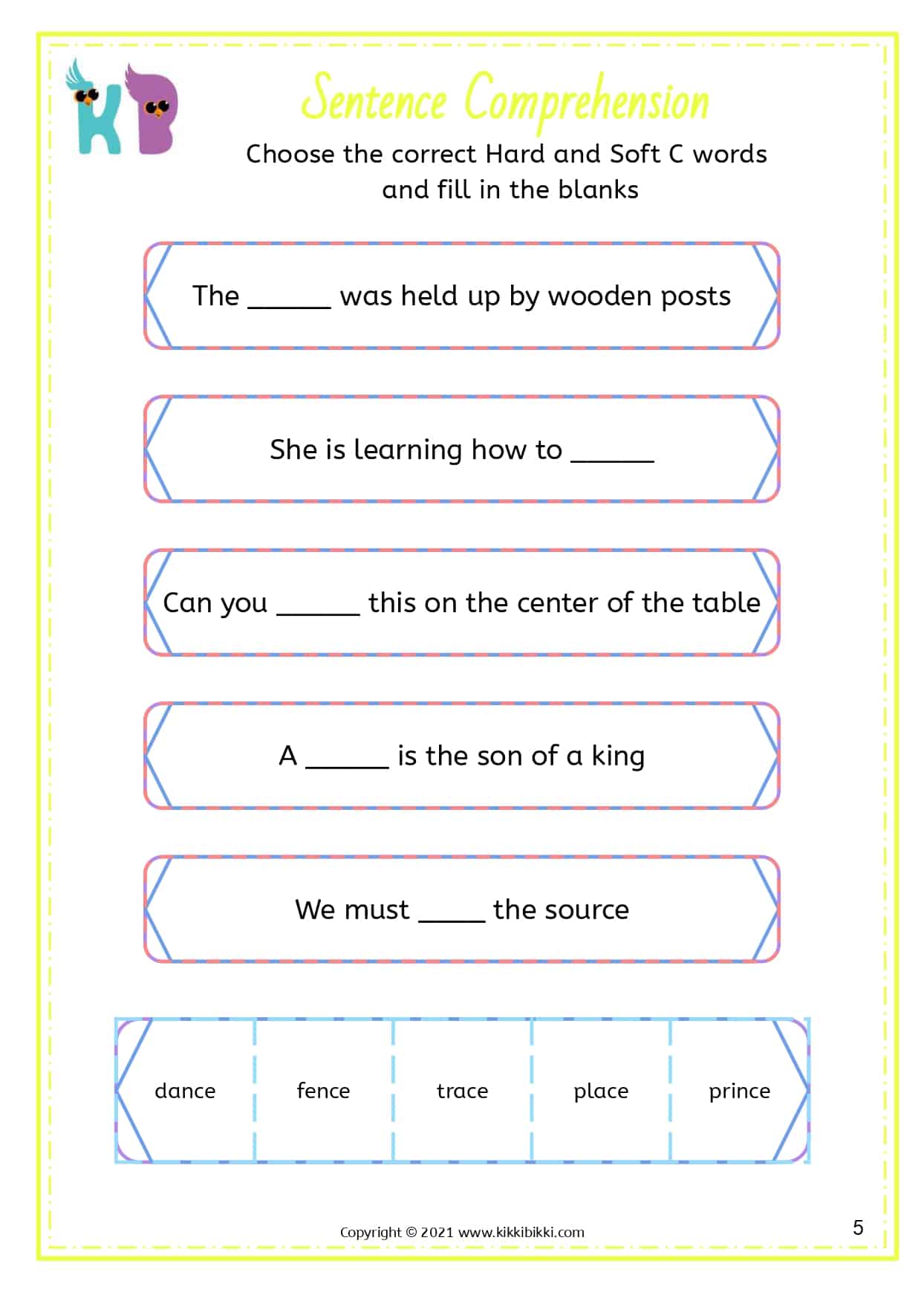Hard and Soft C Worksheets - Free Phonics Printable - KikkiBikki