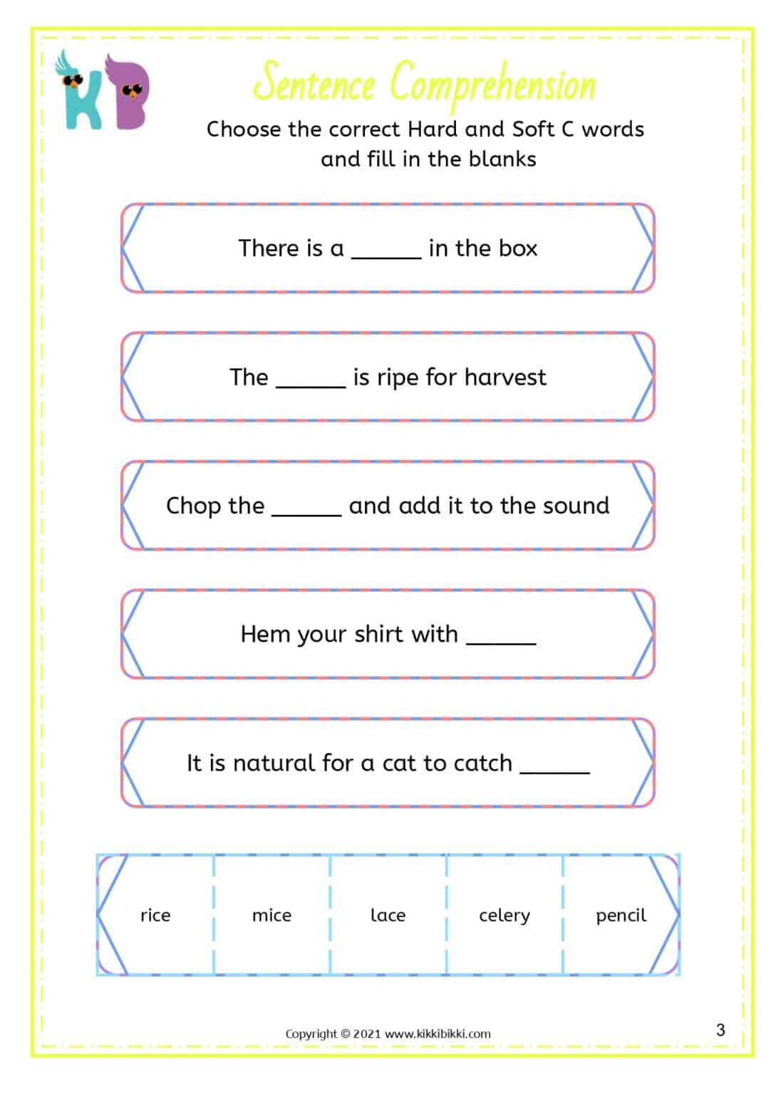 Hard and Soft C Worksheets - Free Phonics Printable - KikkiBikki