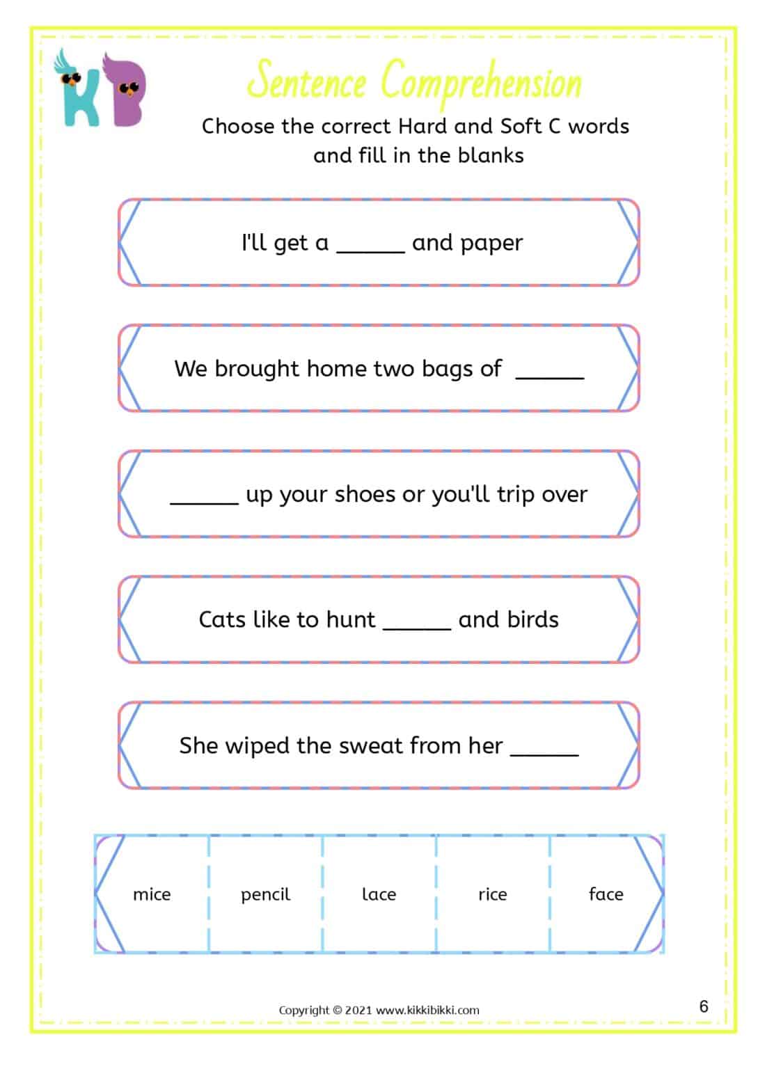 Hard and Soft C Worksheets - Free Phonics Printable - KikkiBikki