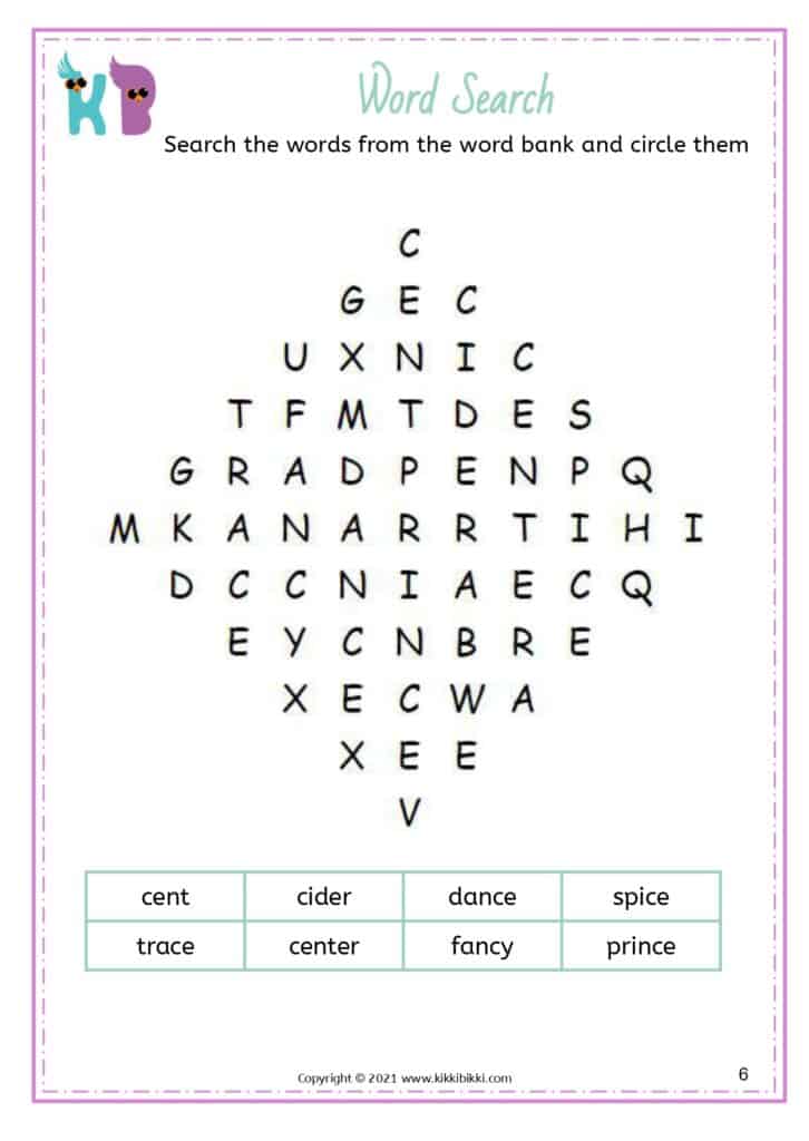 Phonics Fun: Introduction to Soft C Sound - Write the Word