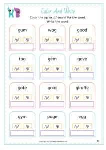 Hard and Soft G - Free Phonics Printable Worksheets - KikkiBikki