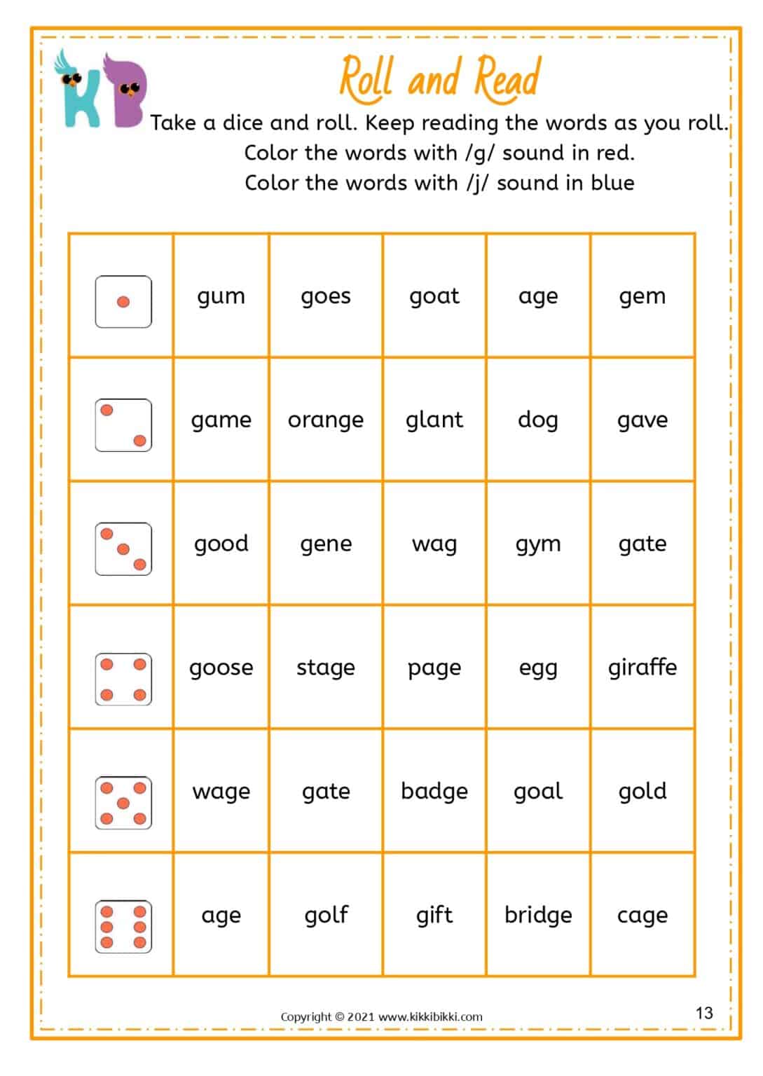 Hard and Soft G - Free Phonics Printable Worksheets - KikkiBikki