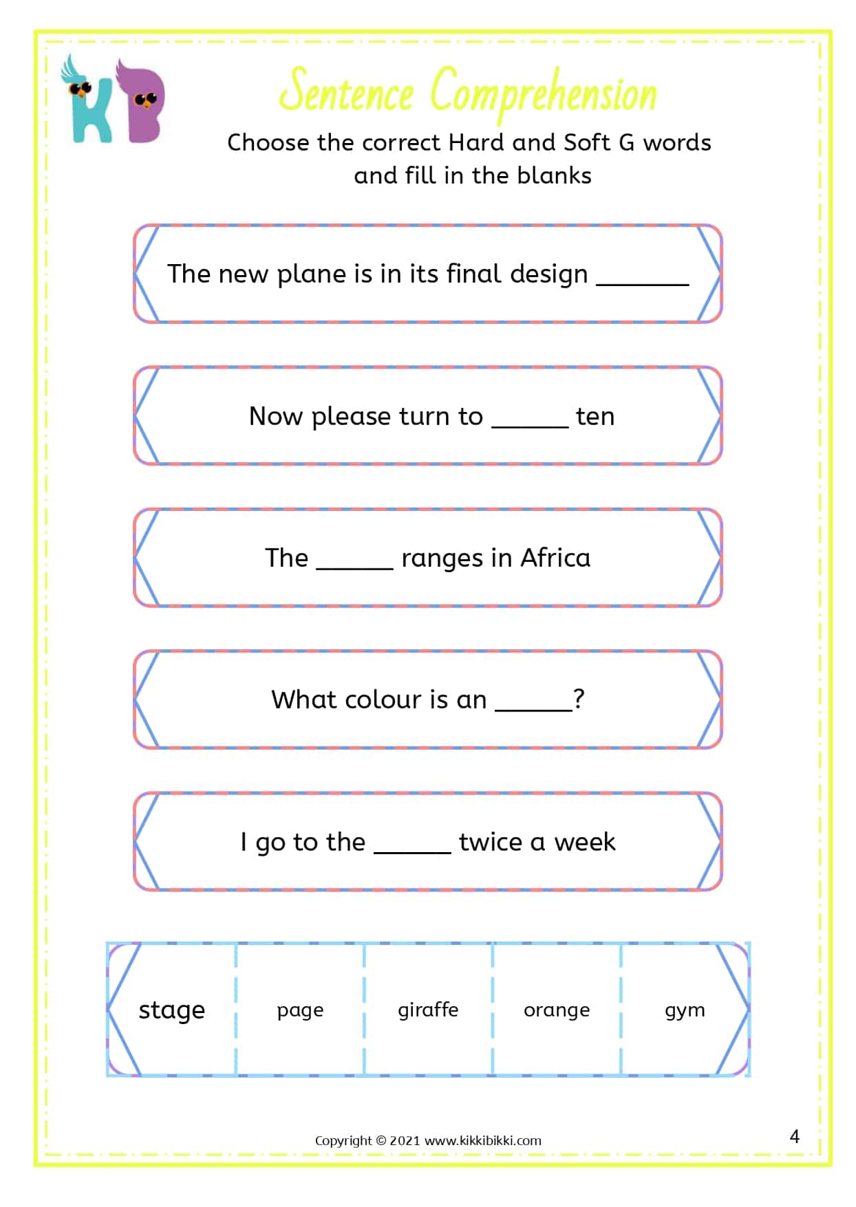 Learn to Spell Hard and Soft G - Free Phonics Printable Worksheet