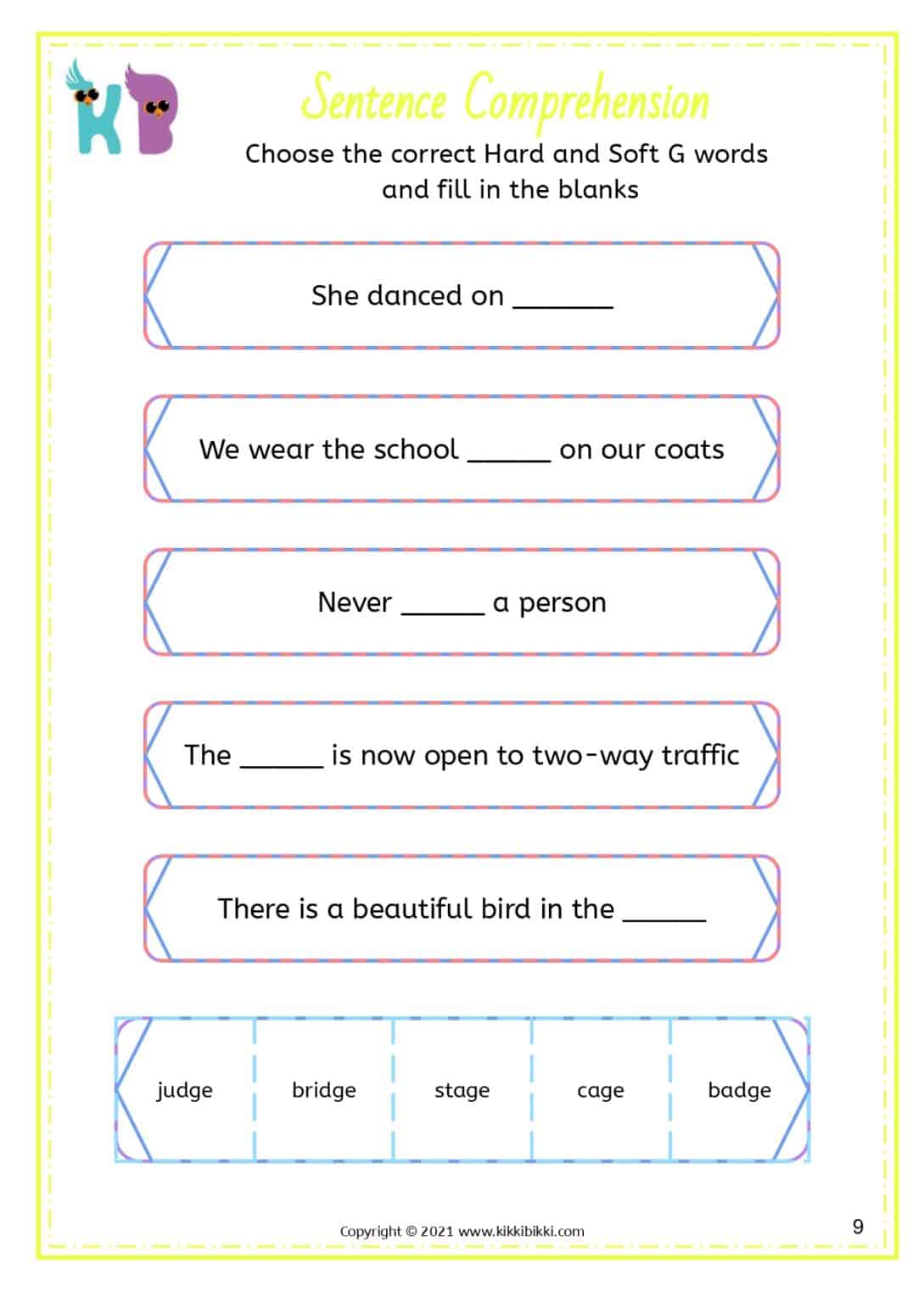 Learn to Spell Hard and Soft G - Free Phonics Printable Worksheet