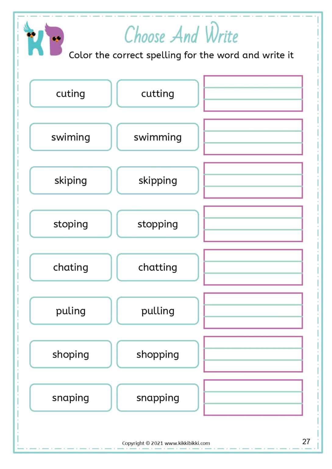 Adding Suffix-ing | Free Phonics Printable Worksheets