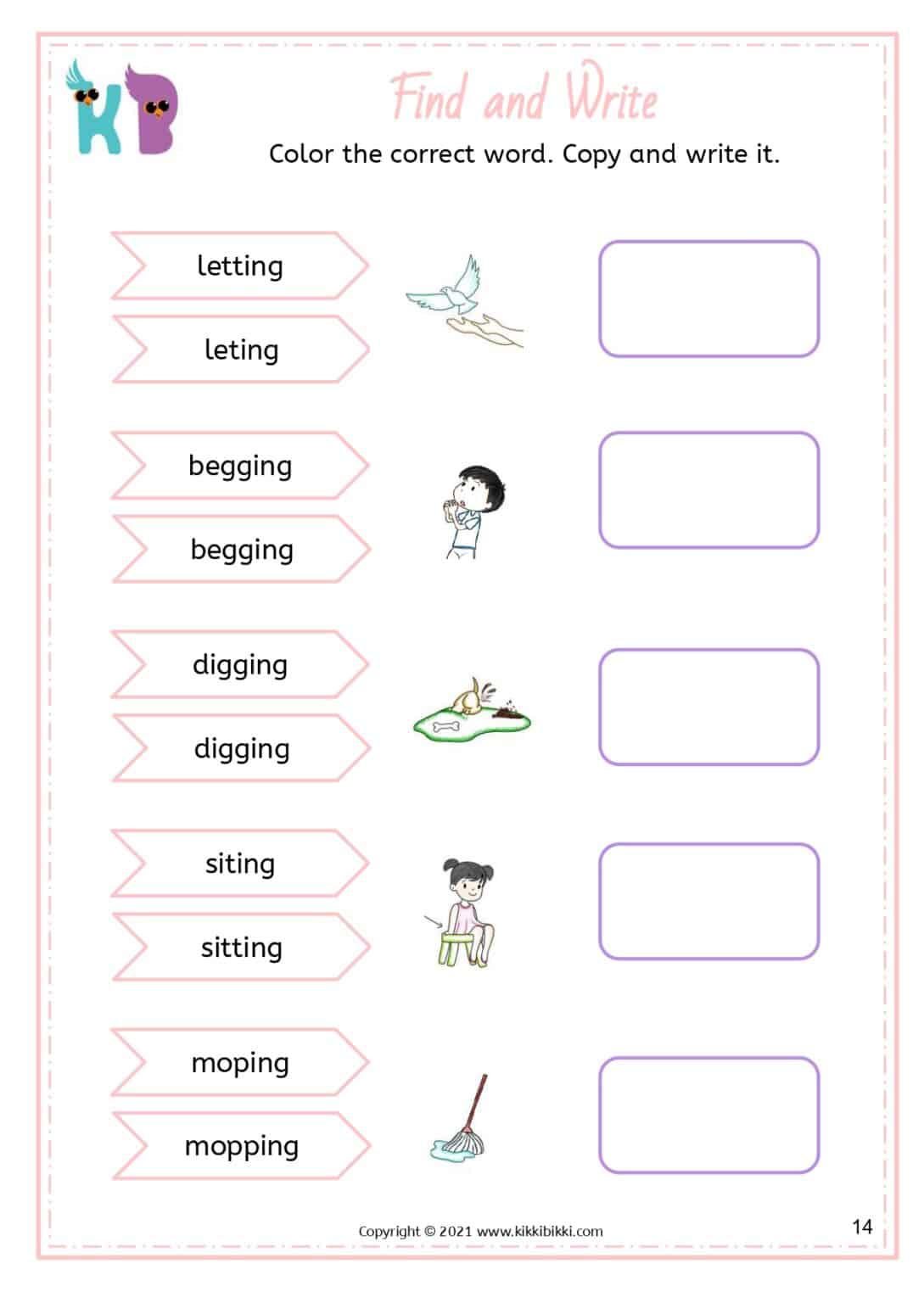 Adding Suffix-ing | Free Phonics Printable Worksheets