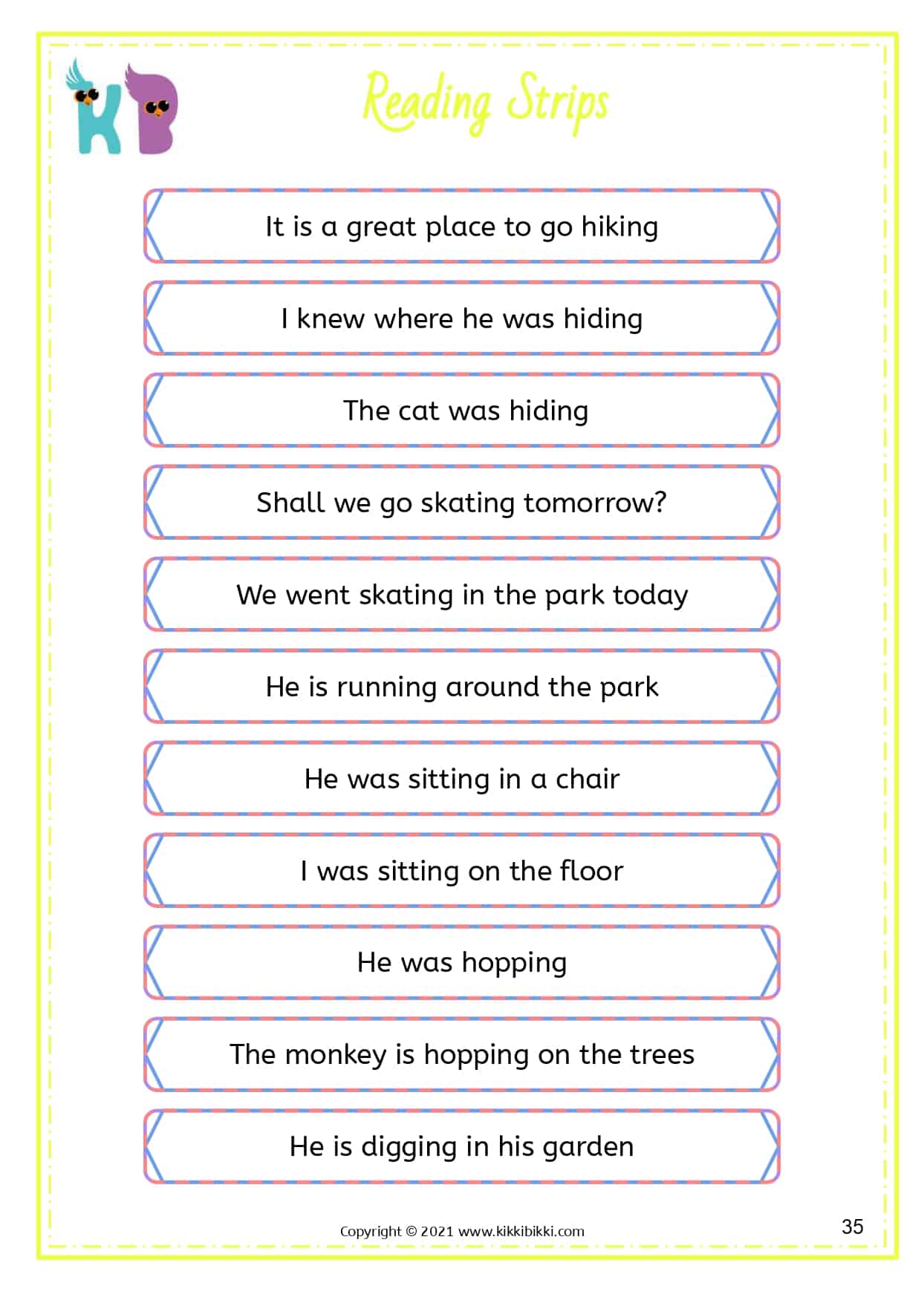 "Discovering Suffix ing: Reading Strips Worksheets