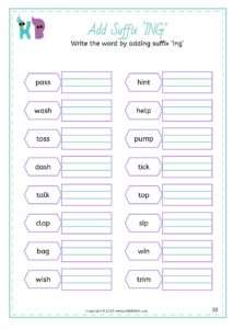 Adding Suffix-ing | Free Phonics Printable Worksheets