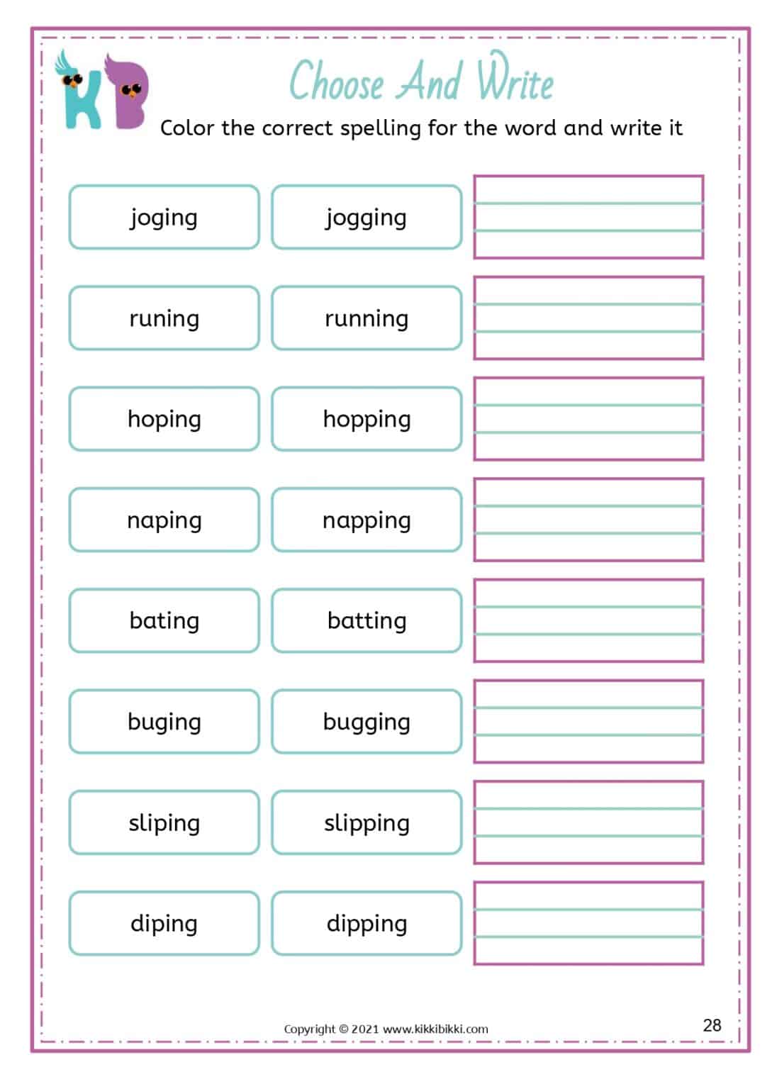 Adding Suffix-ing | Free Phonics Printable Worksheets