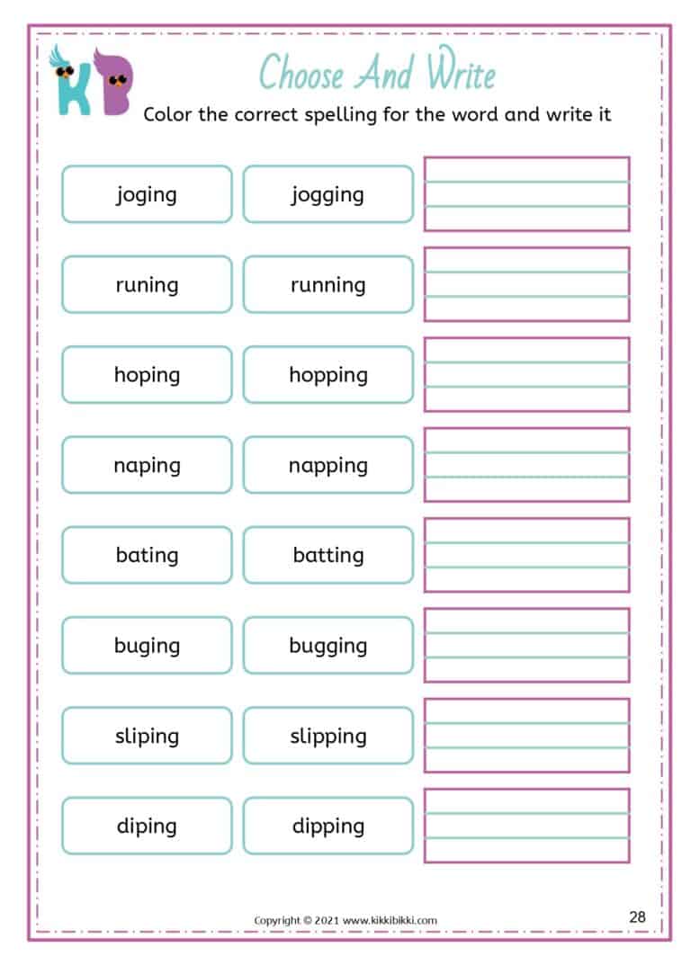 Adding Suffix-ing | Free Phonics Printable Worksheets