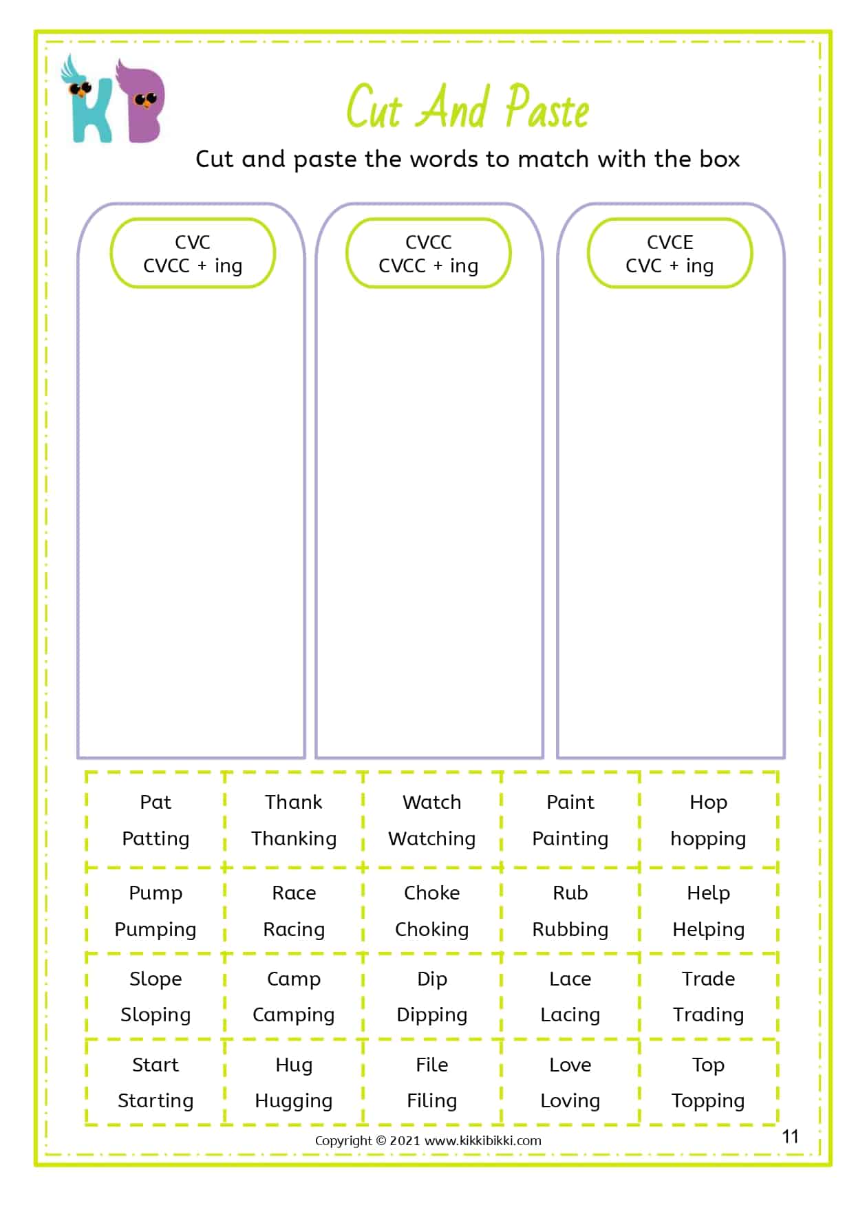 Adding Suffix-ing | Free Phonics Printable Worksheets