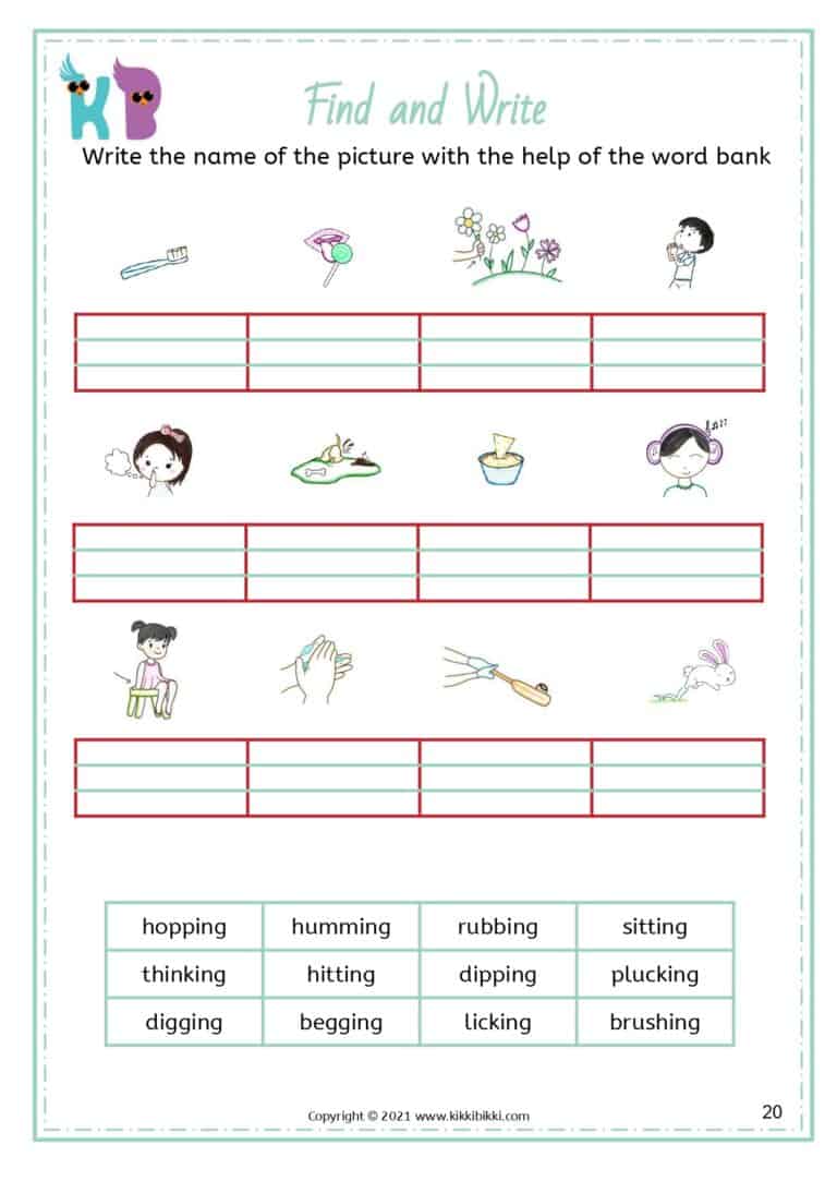 Adding Suffix-ing | Free Phonics Printable Worksheets