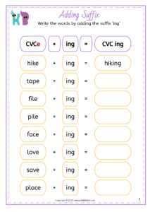 Adding Suffix-ing | Free Phonics Printable Worksheets