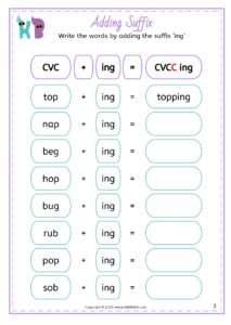 Adding Suffix-ing | Free Phonics Printable Worksheets
