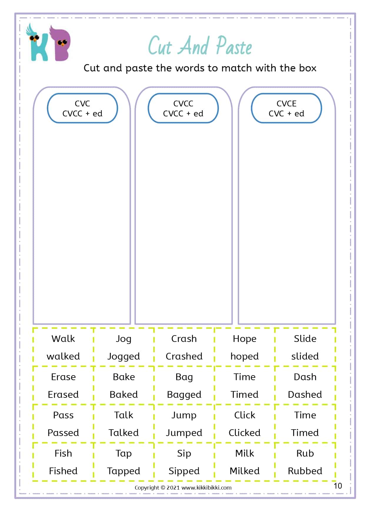 Adding Suffix-ed - Free Phonics Printable Worksheets