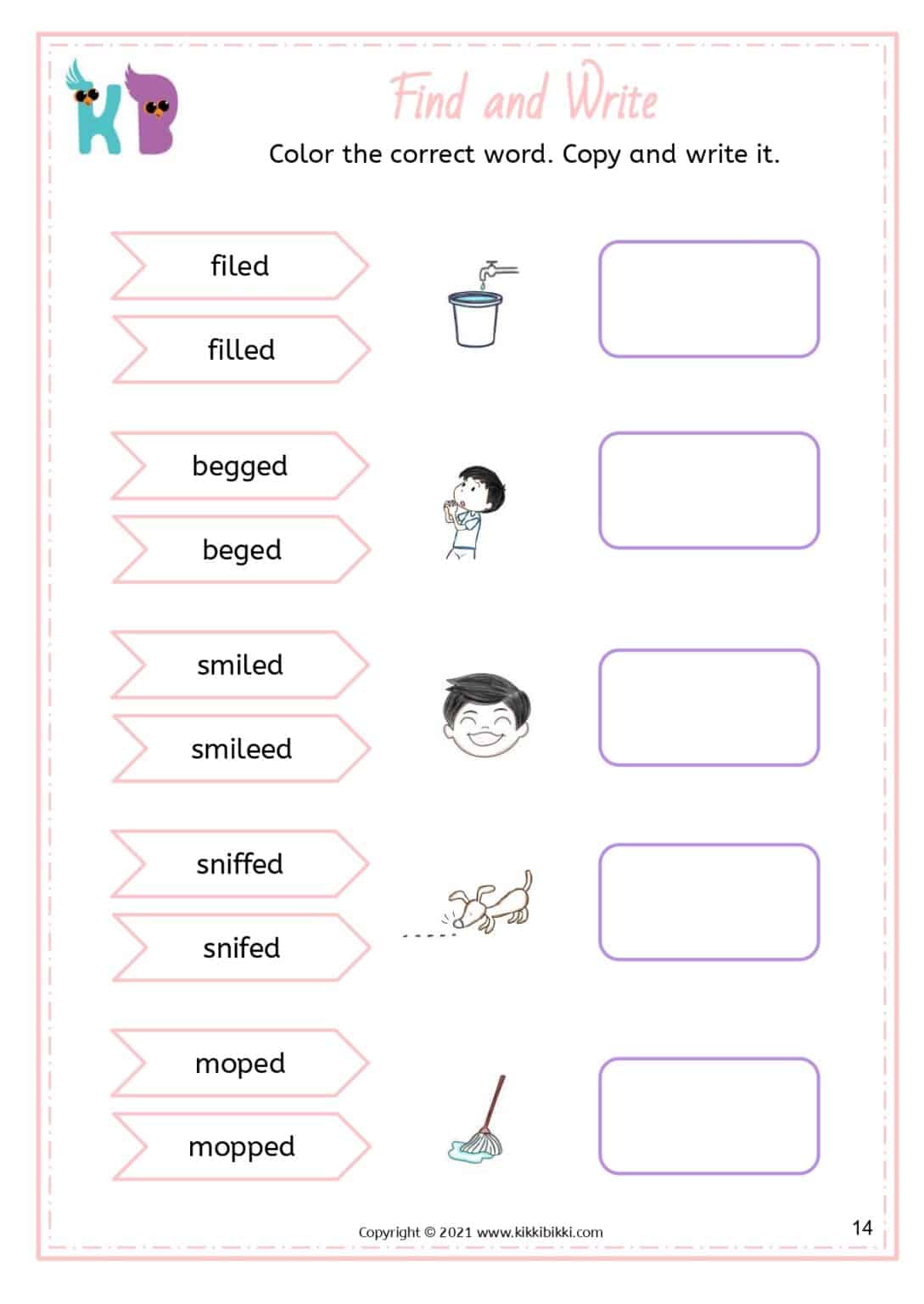 Adding Suffix-ed - Free Phonics Printable Worksheets