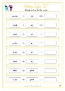 Adding Suffix-ed - Free Phonics Printable Worksheets
