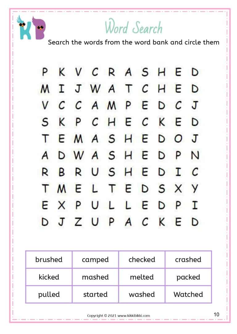 Phonics Made Fun: Adding Suffix ed & Word Search Worksheets
