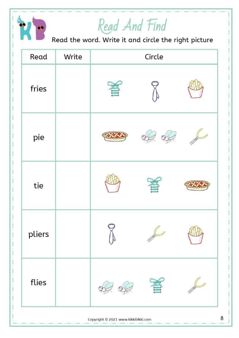 /ie/ Sound | Free Phonics Printable Worksheets