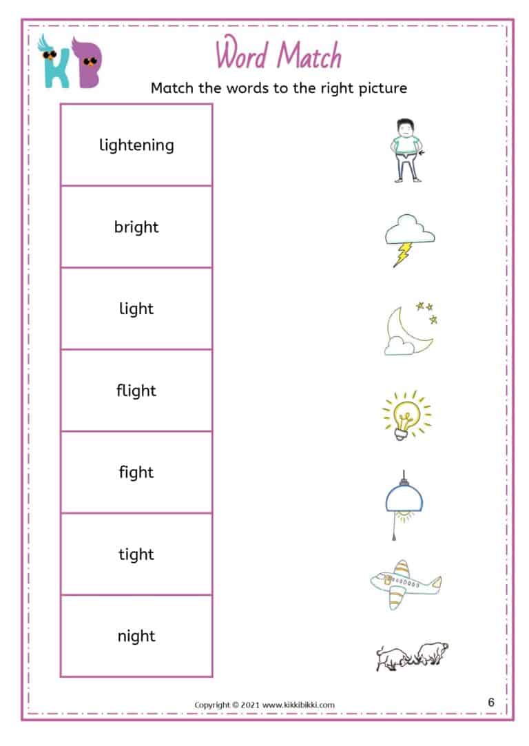 Learn to Spell igh Words - Free Phonics Worksheets - KikkiBikki