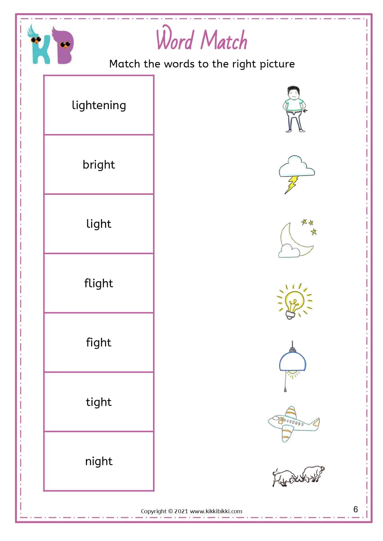 Learn to Spell igh Words - Free Phonics Worksheets - KikkiBikki