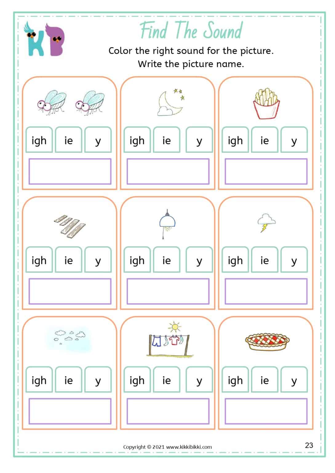 Learn to Spell i, igh, y Sound Words | Free Phonics Worksheets