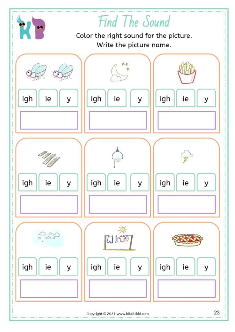 Learn to Spell i, igh, y Sound Words | Free Phonics Worksheets