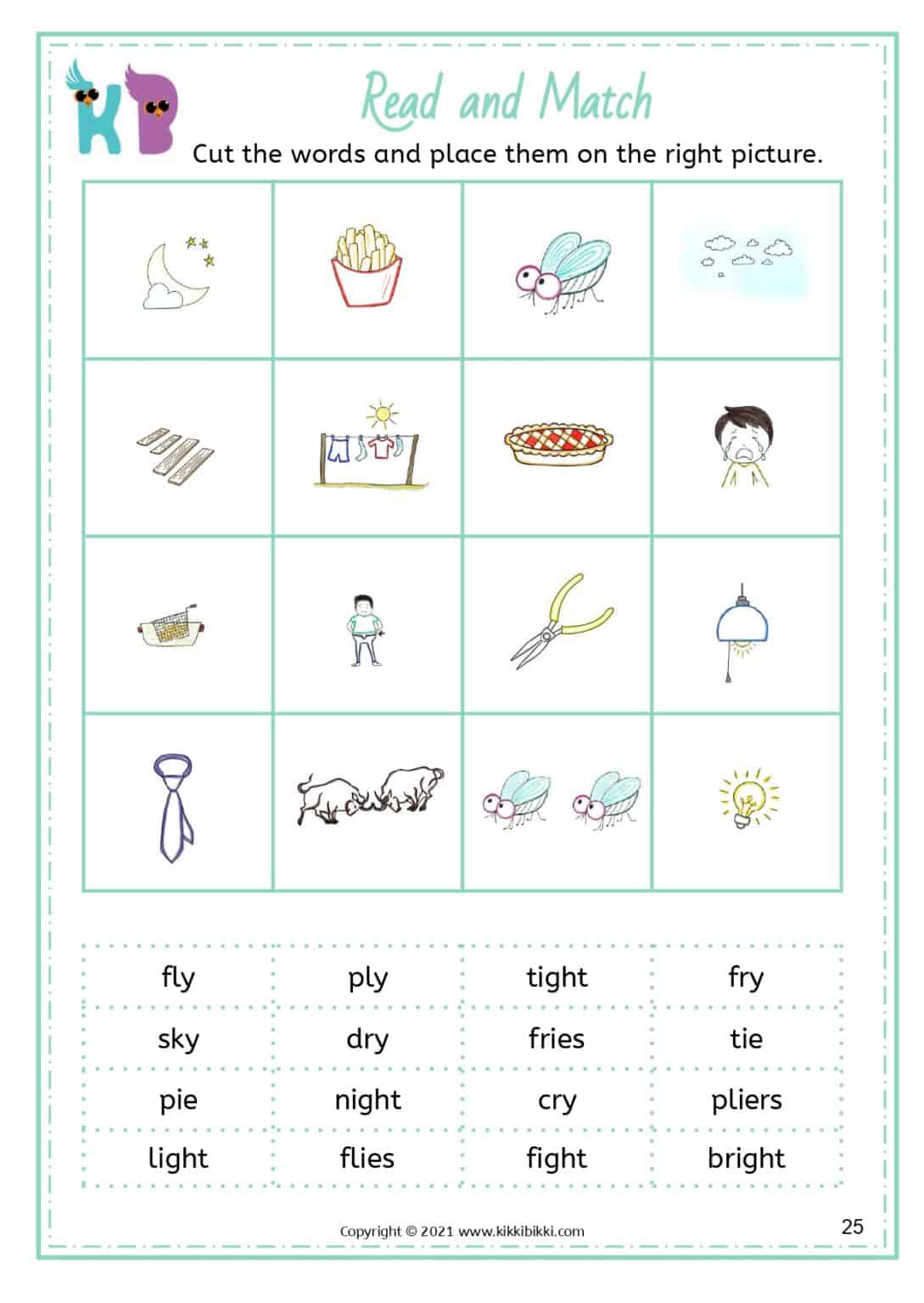 Learn to Spell i, igh, y Sound Words | Free Phonics Worksheets
